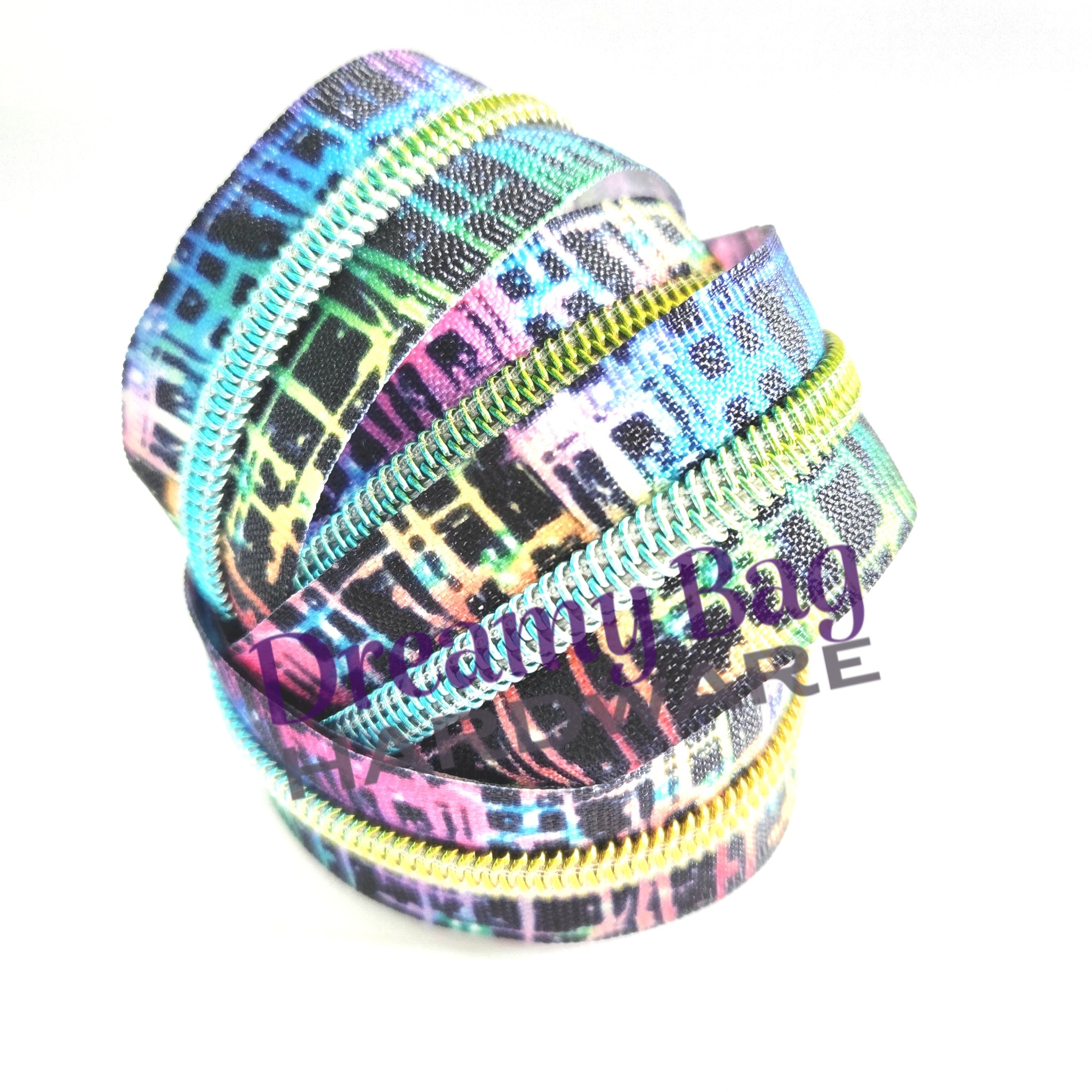 #5 Zipper tape Bright Neon Rainbow Styles with nylon teeth – Dreamy Bag ...