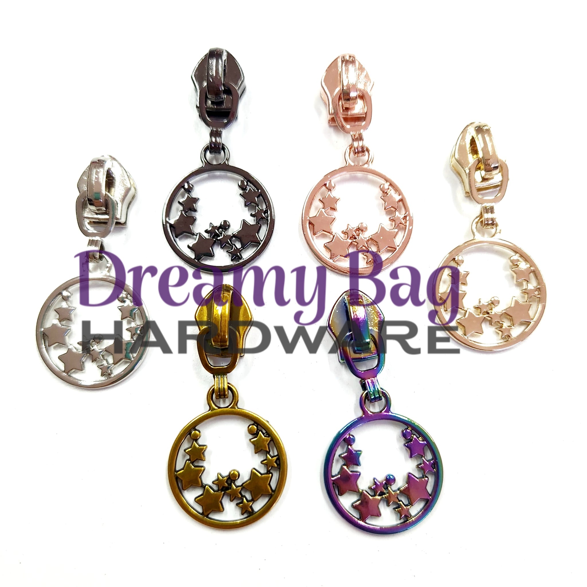 #5 Zipper Pull Star Circles – Dreamy Bag Hardware Pty Ltd