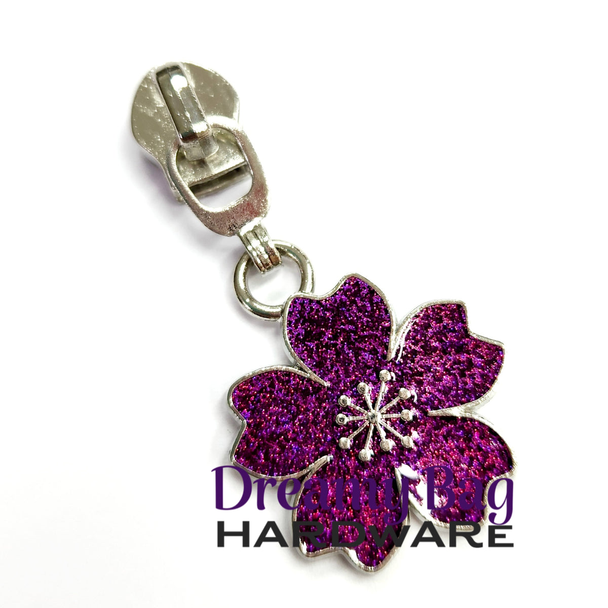 #5 Zipper Pull Purple Sparkle Flower – Dreamy Bag Hardware Pty Ltd