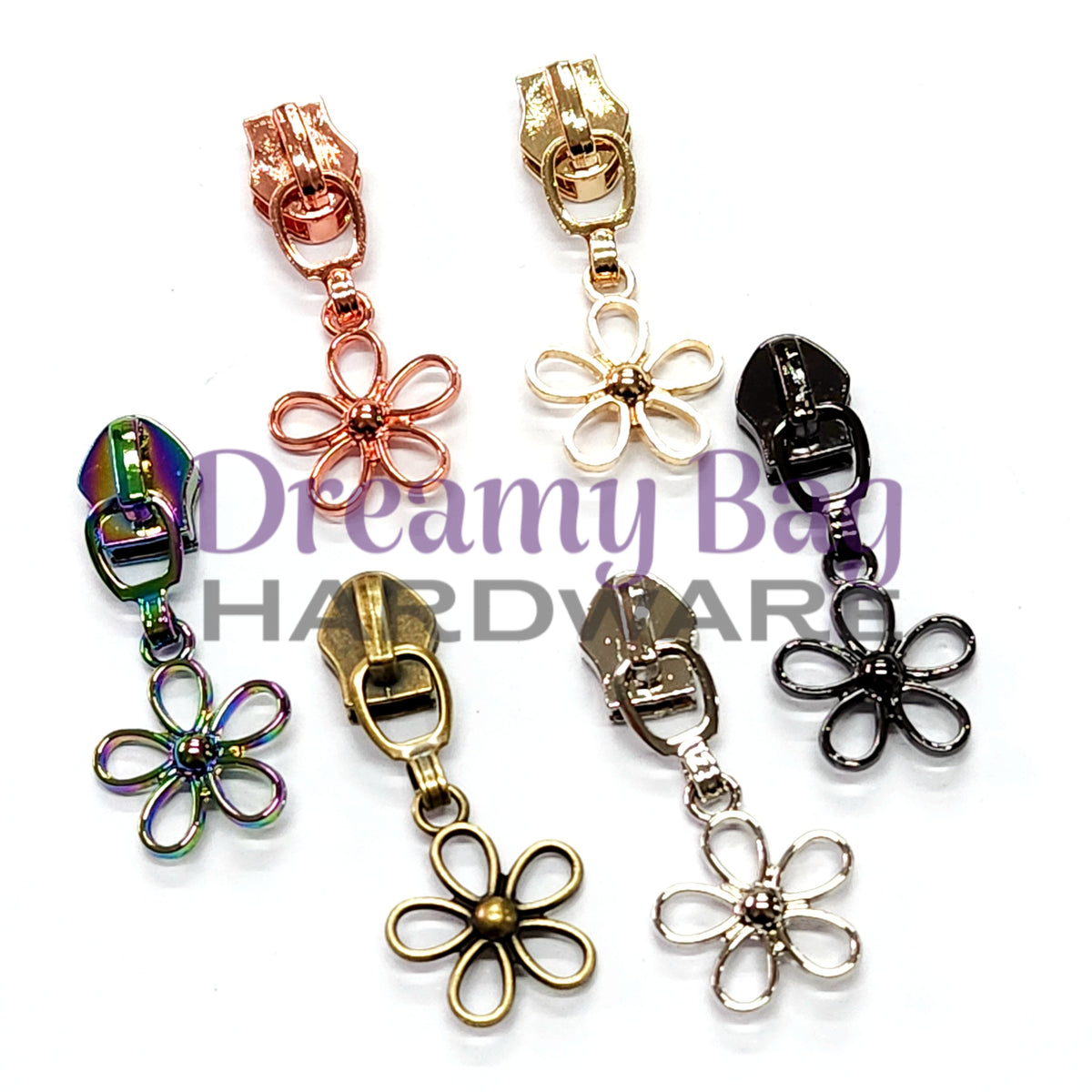 #3 and #5 Zipper pull Mini Daisy – Dreamy Bag Hardware Pty Ltd